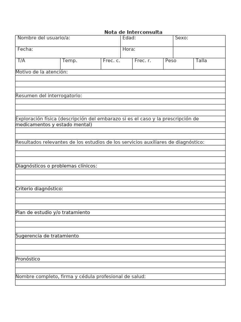 Anexo 17 Nota de Interconsulta | PDF