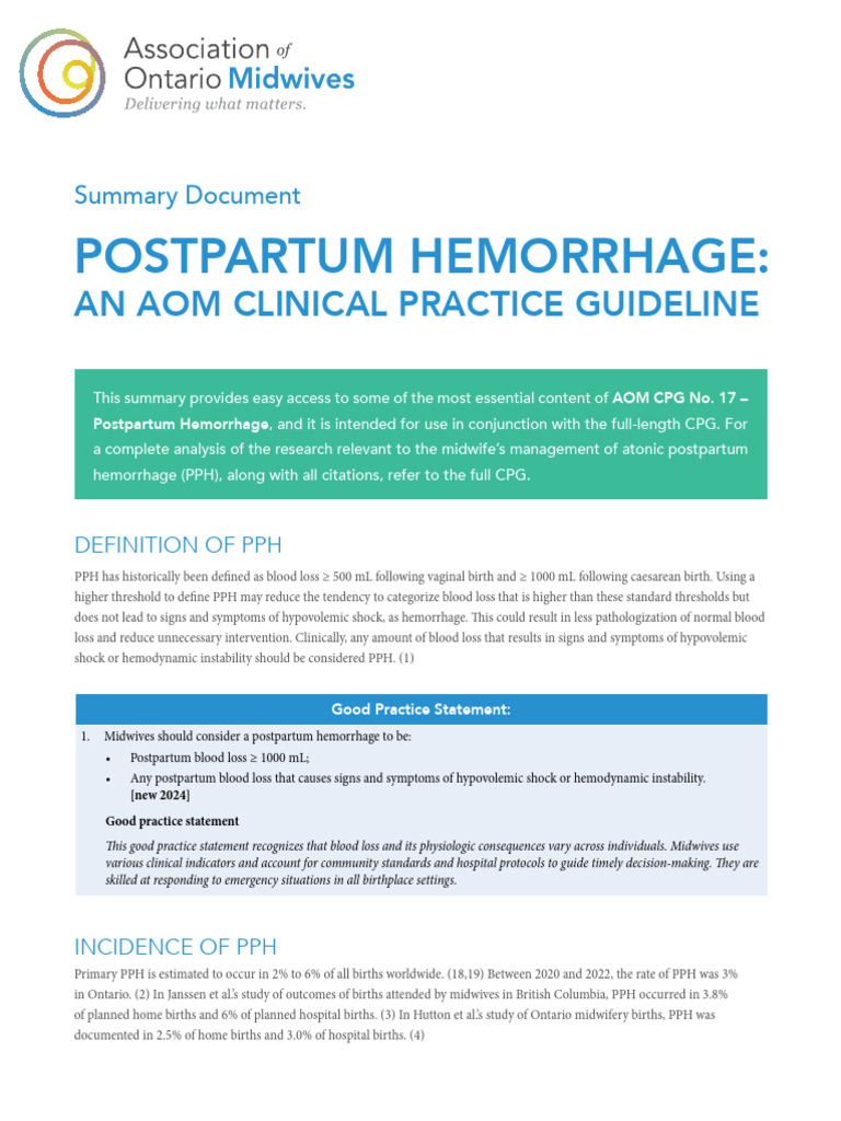 CPG Postpartum Hemorrhage | PDF | Childbirth | Obstetrics