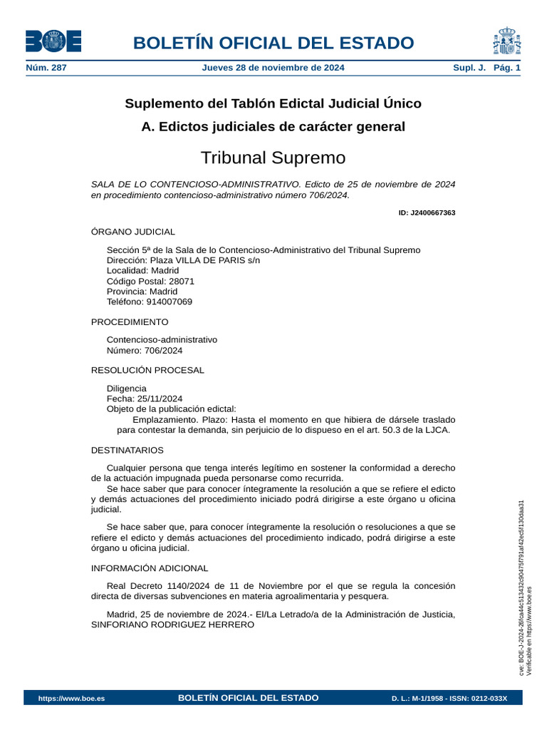 Web Bdatos Diarios Boe J Dias 2024 11 28 Pdfs BOE-J-2024-130daa31 | PDF | Separación de poderes ...