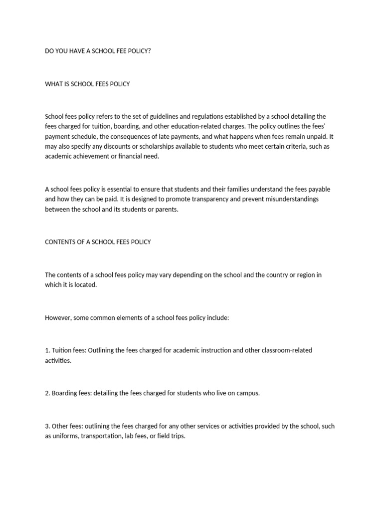 School Fees Policy Guidelines Explained | PDF | Tuition Payments | Fee