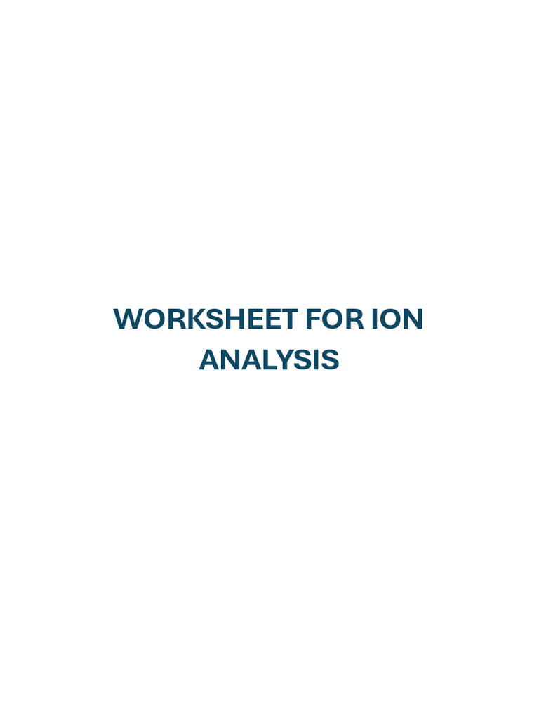 Worksheet For Ion Analysis | PDF