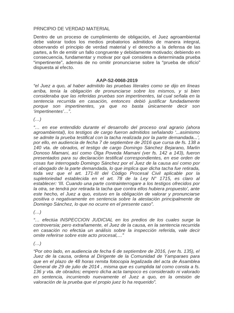 Prncipio de Verdad Material | PDF | Sentencia (ley) | Ley politica