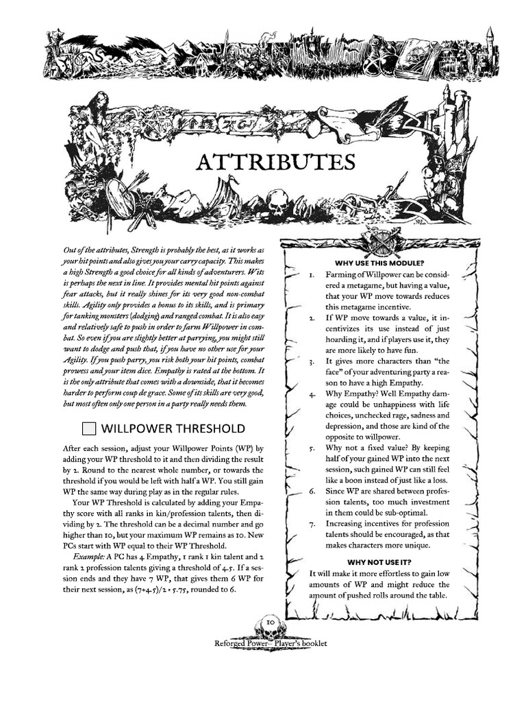 Attributes and Advancments | PDF