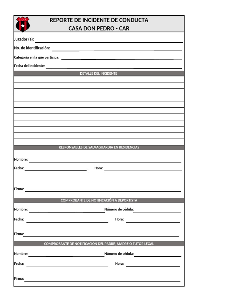 Modelo de Reporte de Incidente | PDF