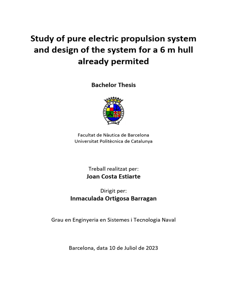 Study of Pure Electric Propulsion System and Design of The System For A ...