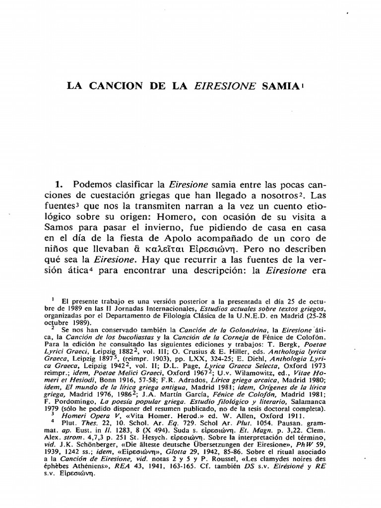 La Canción de La Eiresione Samia | PDF | melocotón | Ritmo