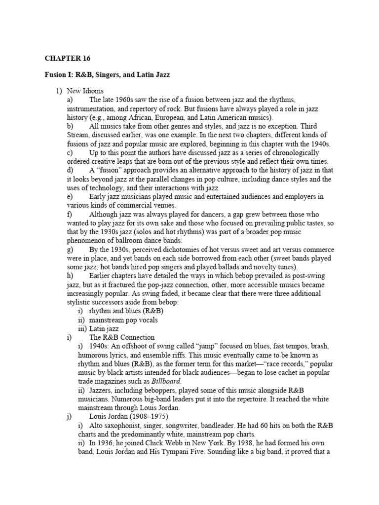 Jazz2 Ch16 Outline | PDF | Jazz | Popular Music