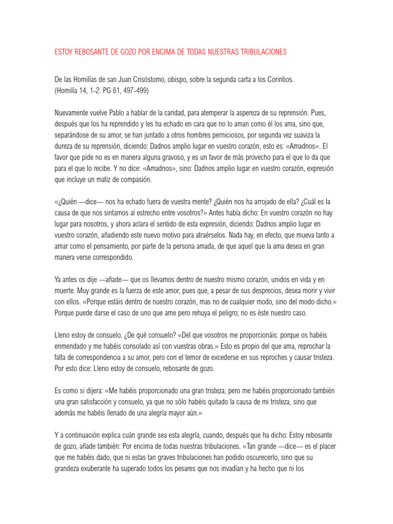 Estoy Rebosante de Gozo Por Encima de Todas Nuestras Tribulaciones ...