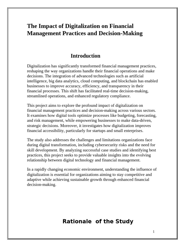 Digitalization's Impact on Financial Management | PDF | Survey ...