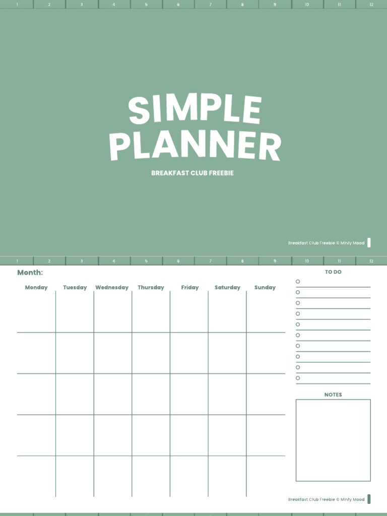 Simple Planner Freebie 2.0 Mint Horizontal | PDF