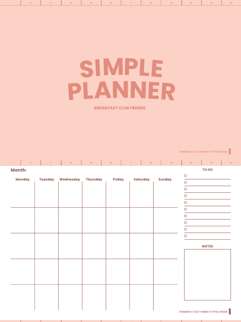 Simple Planner Freebie 2.0 Peach Horizontal | PDF