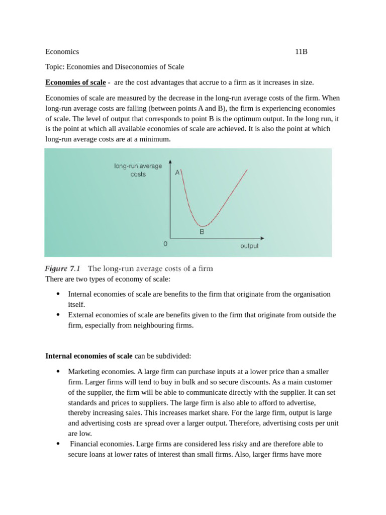 Economies and Diseconomies of Scale 11B | PDF | Economies Of Scale ...