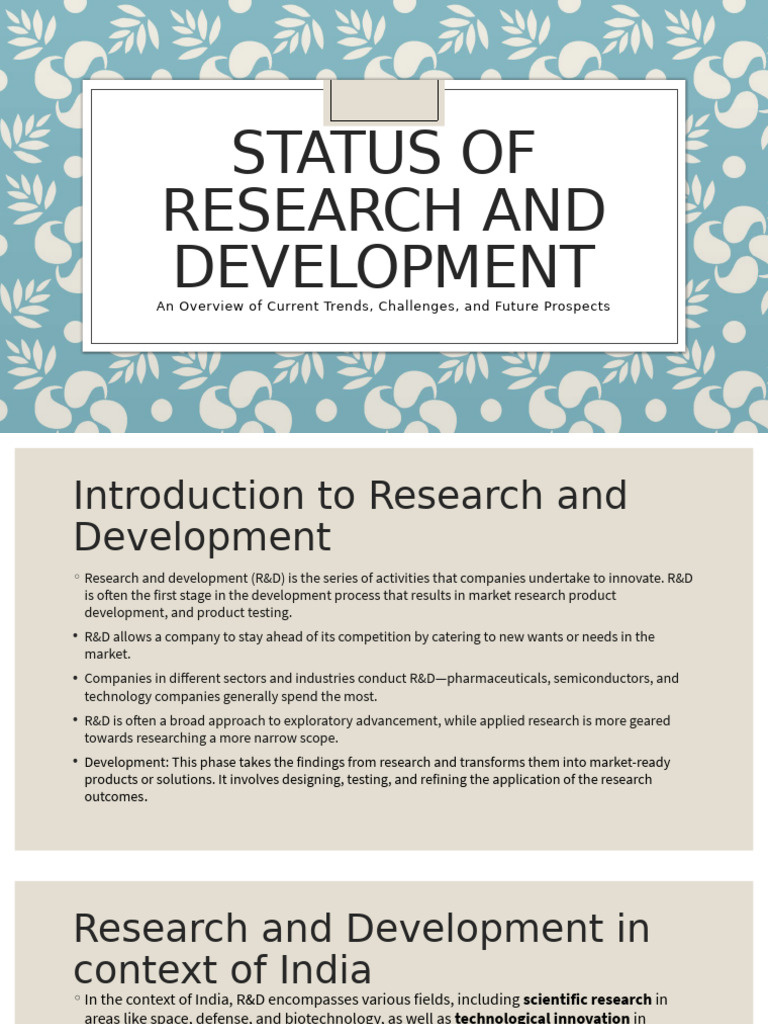 Status of Research and Development | PDF | Sustainability | Innovation