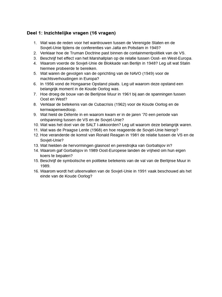 Deel 1: Inzichtelijke Vragen (16 Vragen) | PDF