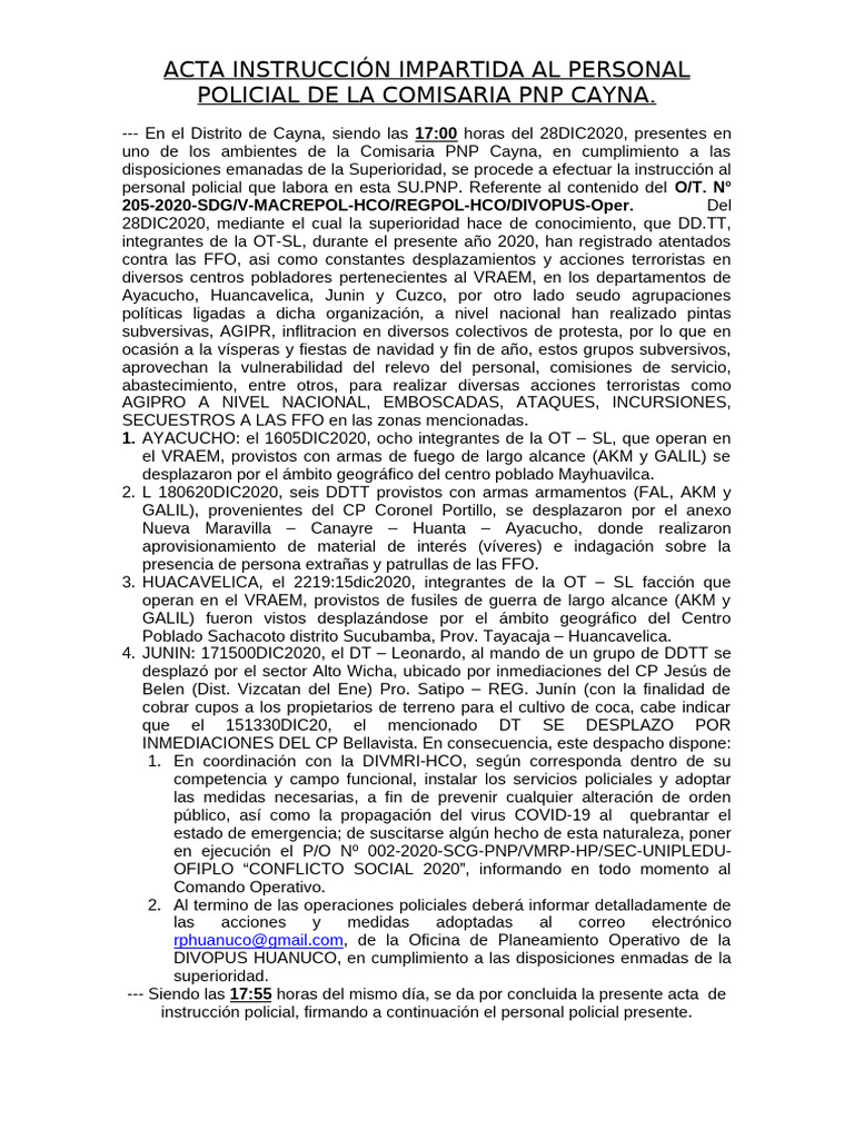 Actas 2020 | PDF | Policía | Ministerio (Departamento de Gobierno)