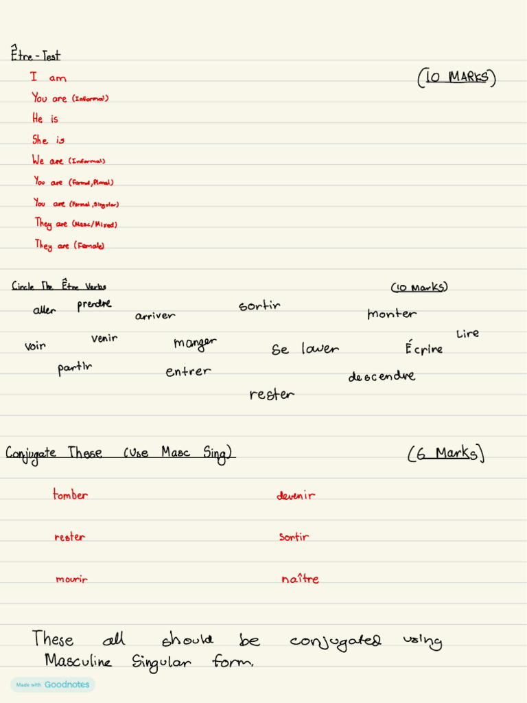 French Test Être | PDF