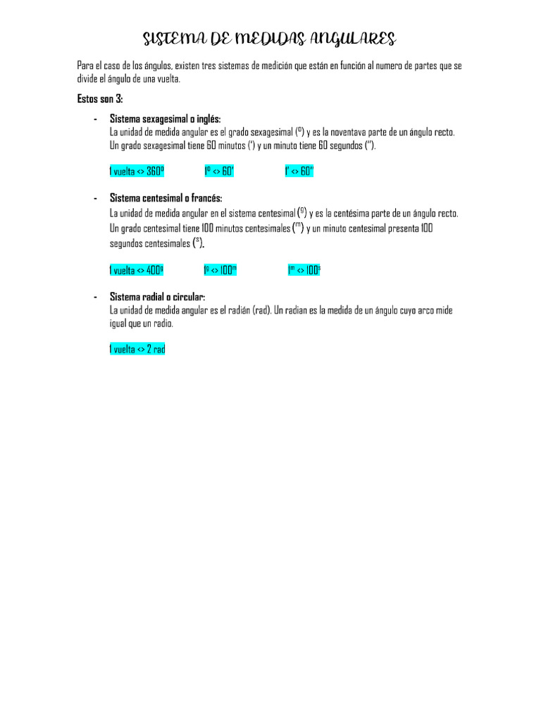Sistema de Medidas Angulares | PDF