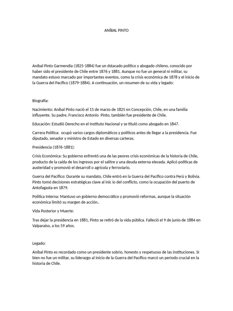 HIstoria General de Anibal Pinto | PDF