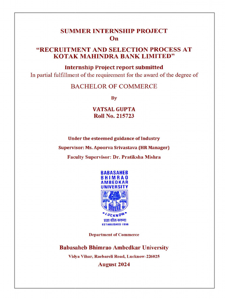 Summer Internship Project | PDF