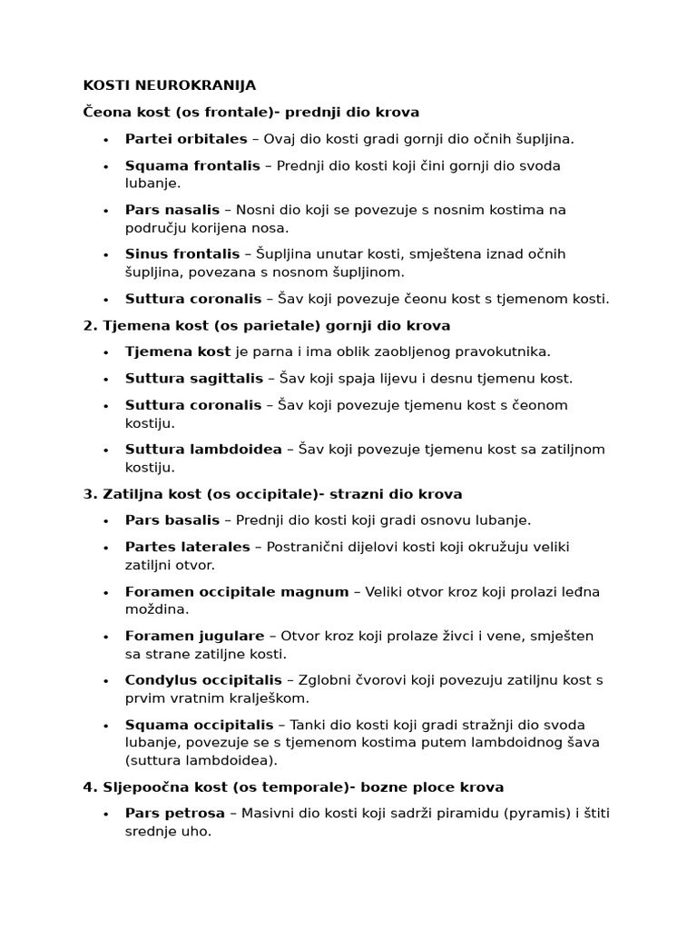 Kosti Neurokranija | PDF