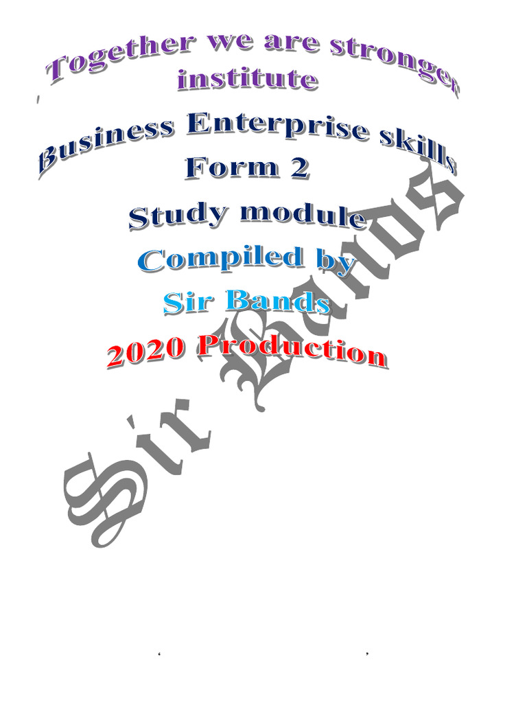 Business Enterprise Skills Form 2 Study Module | PDF | Business ...