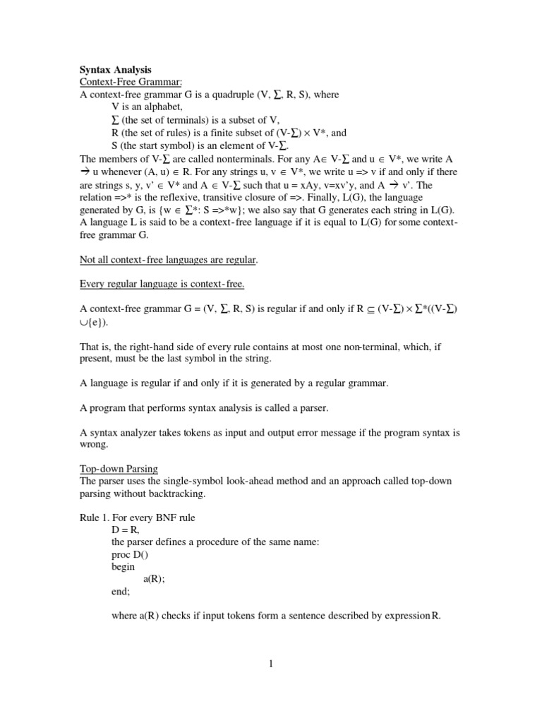 Syntax Analysis | PDF | Parsing | Theoretical Computer Science