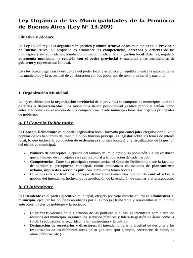 Bs AS Ley Organica de Las Municipalidades | PDF | Presupuesto ...
