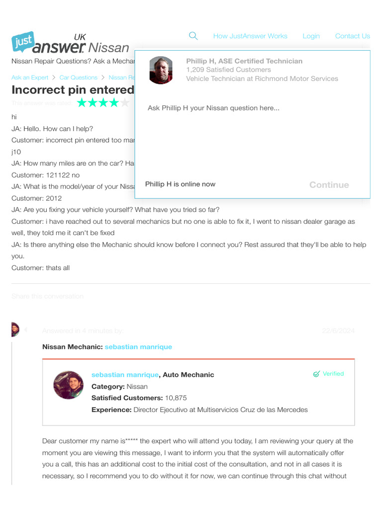 Incorrect Pin Entered Too Many Times. System Is Now Locked Contact Your Nissan D | PDF | Auto ...