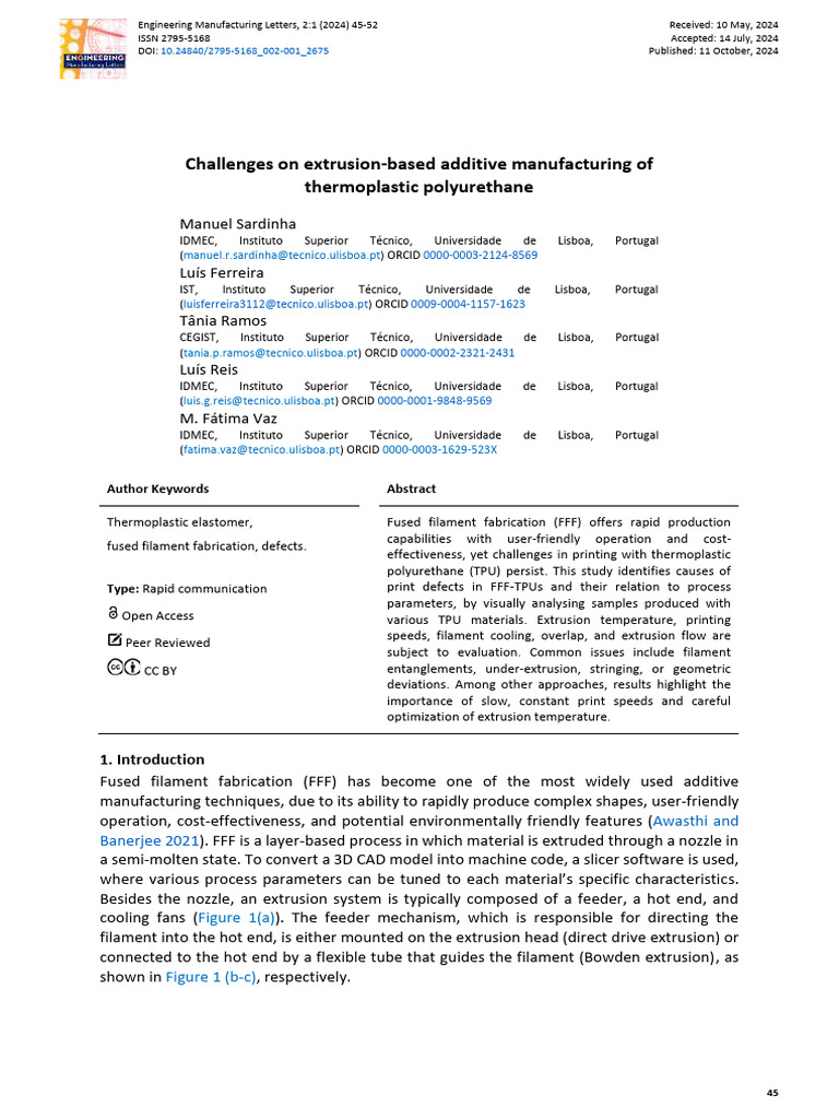 Challenges On Extrusion-Based Additive Manufacturing of Thermoplastic ...