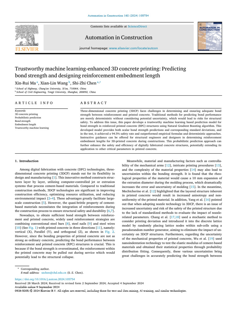 Trustworthy Machine Learning-Enhanced 3D Concrete Printing - Predicting ...