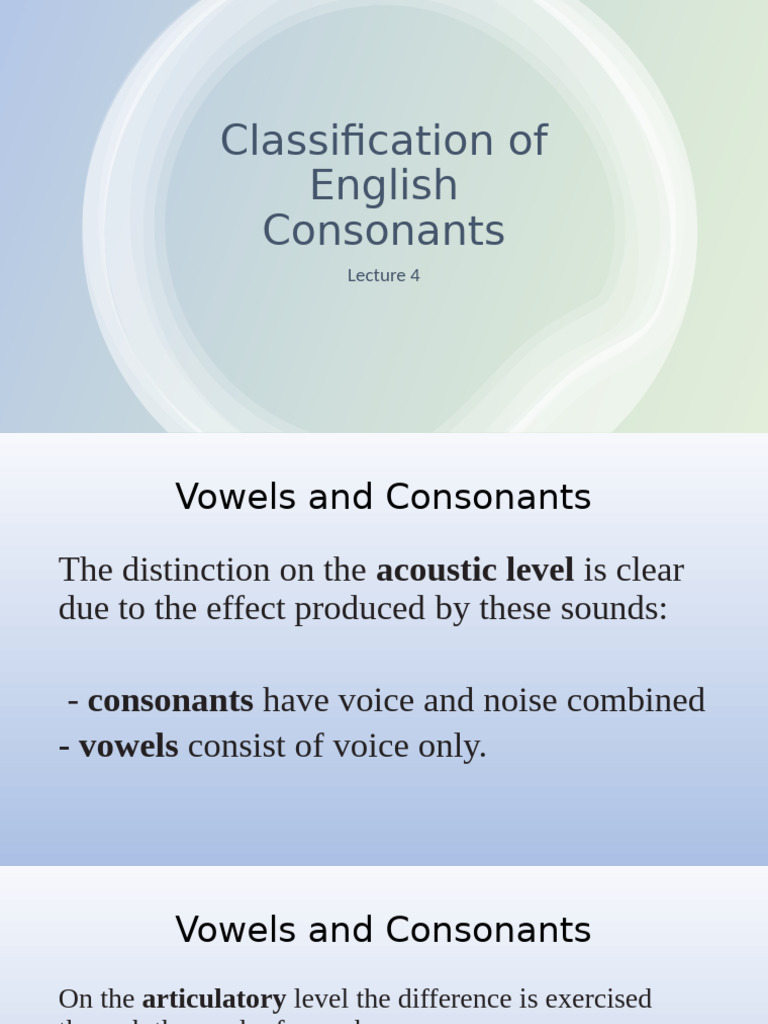 Classification of English Consonants | PDF | Consonant | Linguistics