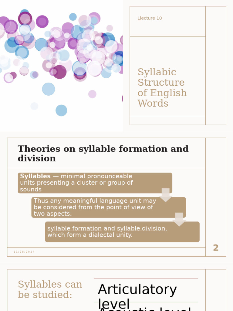 Syllabic Structure of English Words | PDF | Syllable | Consonant