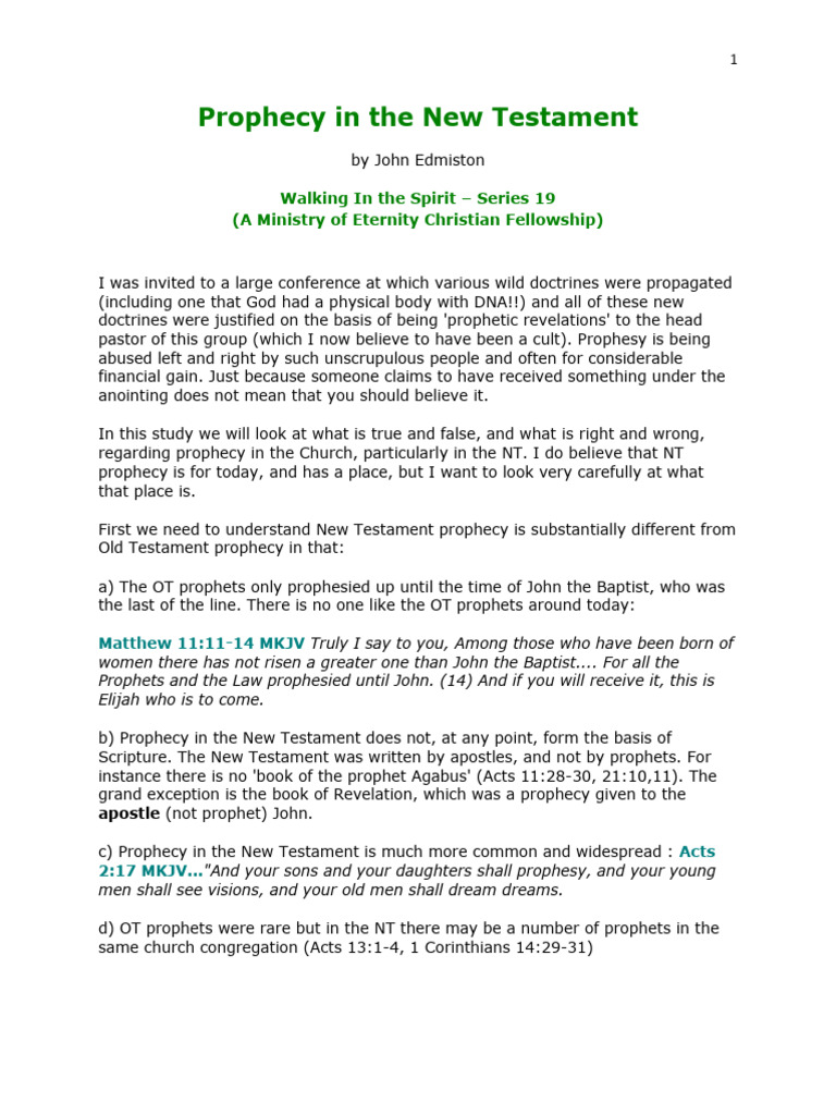 Understanding New Testament Prophecy | PDF | Prophecy | Prophet