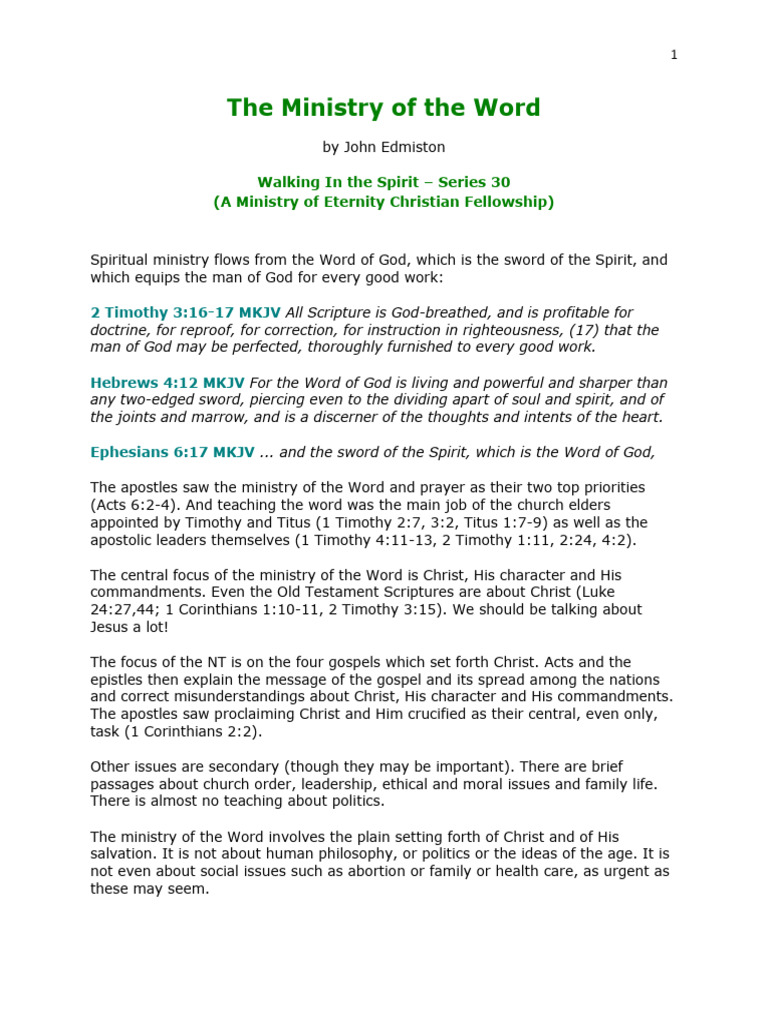 30 The Ministry of The Word | PDF | Jesus | Logos (Christianity)