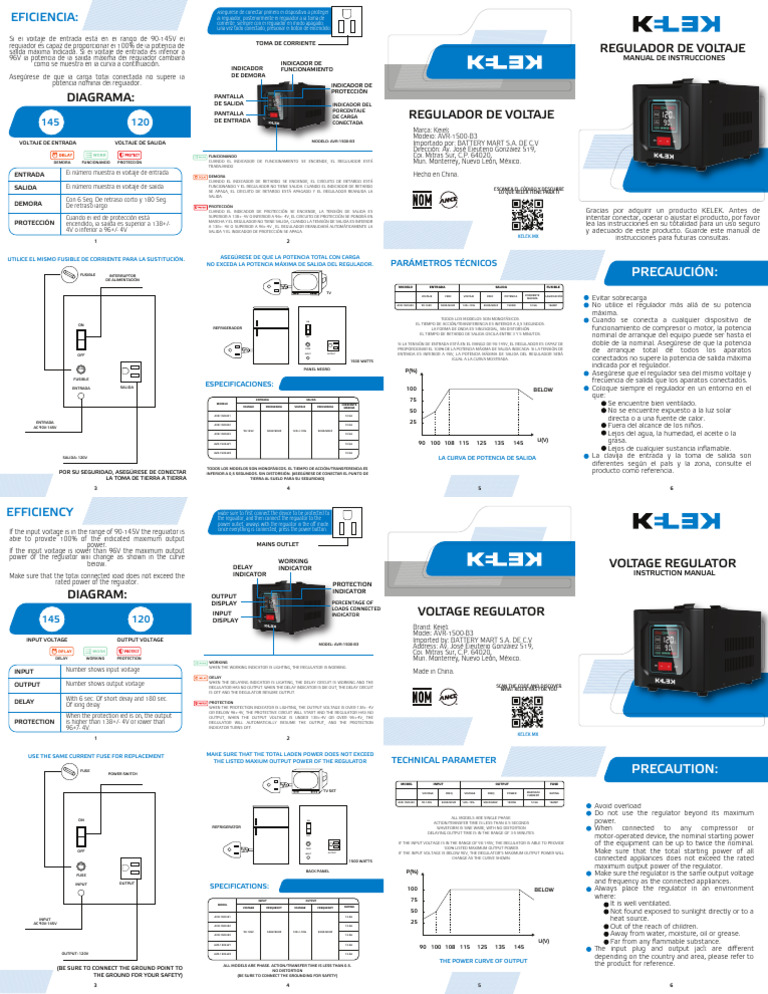 Manual AVR 1500 B3 | PDF | Fusible (Eléctrico) | Ingenieria Eléctrica