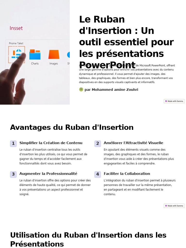 Le Ruban DInsertion Un Outil Essentiel Pour Les Presentations PowerPoint | PDF | Microsoft ...