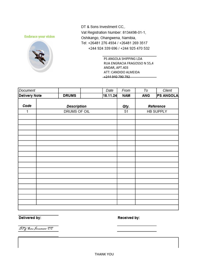 HB Supply Delivery Note | PDF