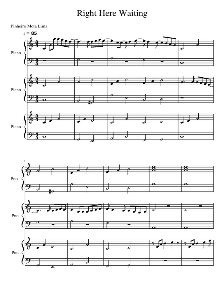 Right Here Waiting 3 Pianos | PDF