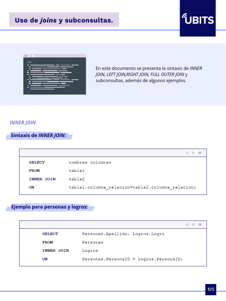 Uso de Joins y Subconsultas | PDF | Mecanica clasica | Bases de datos