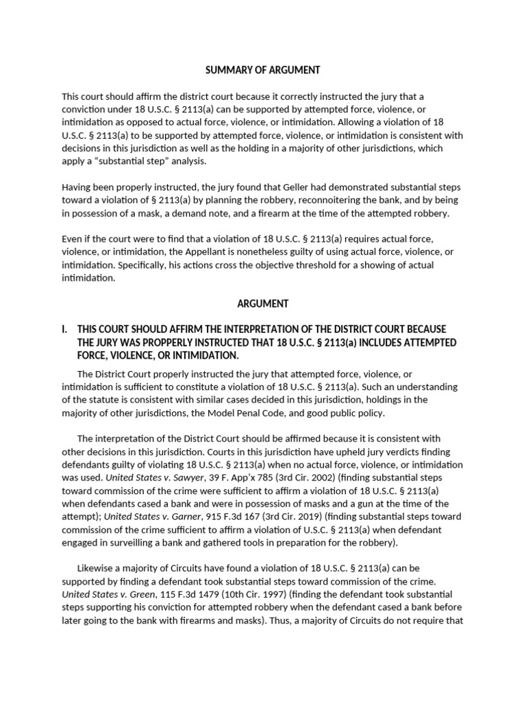 FL 2 Appellate Brief - Summary of Argument & Argument 2.0 | PDF ...