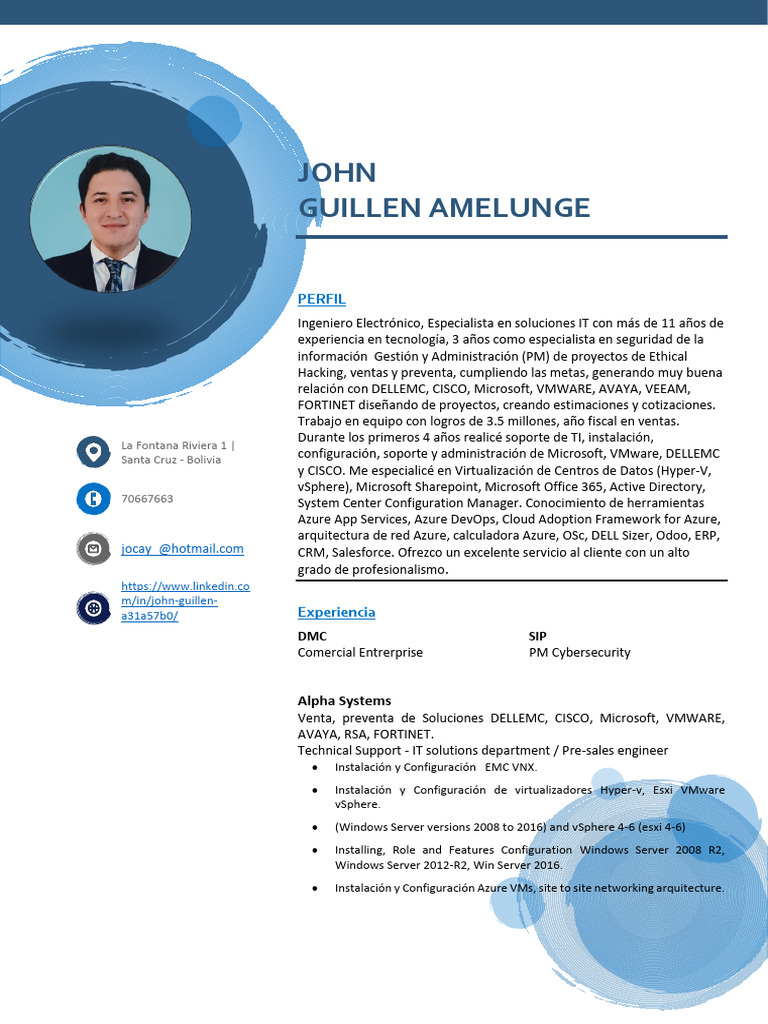 CV JOHN GUILLEN Profile | PDF | Hyper V | V Mware