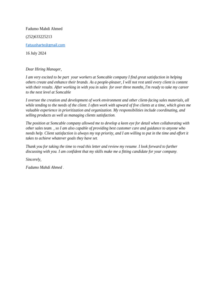 somcable cv | PDF | Sales | Business