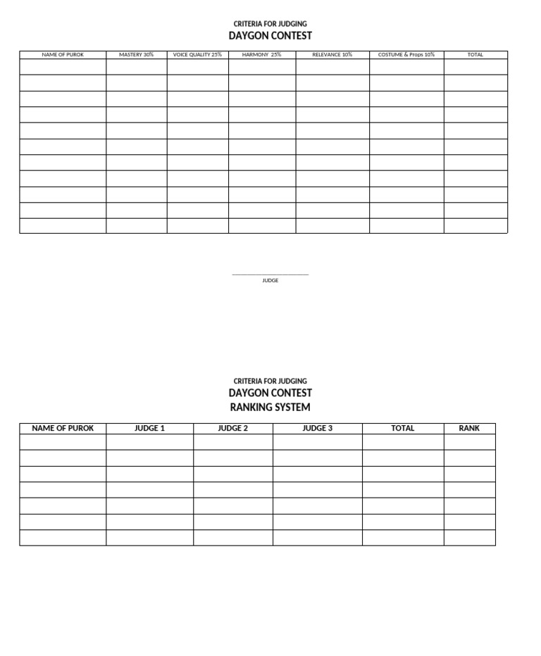 Criteria For Judging | PDF