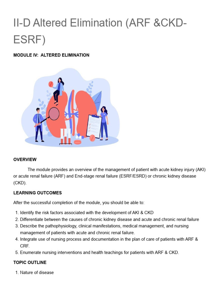 II-D Altered Elimination (ARF &CKD-ESRF) - NCM 118 - NURSING CARE OF CLIENTS WITH LIFE ...