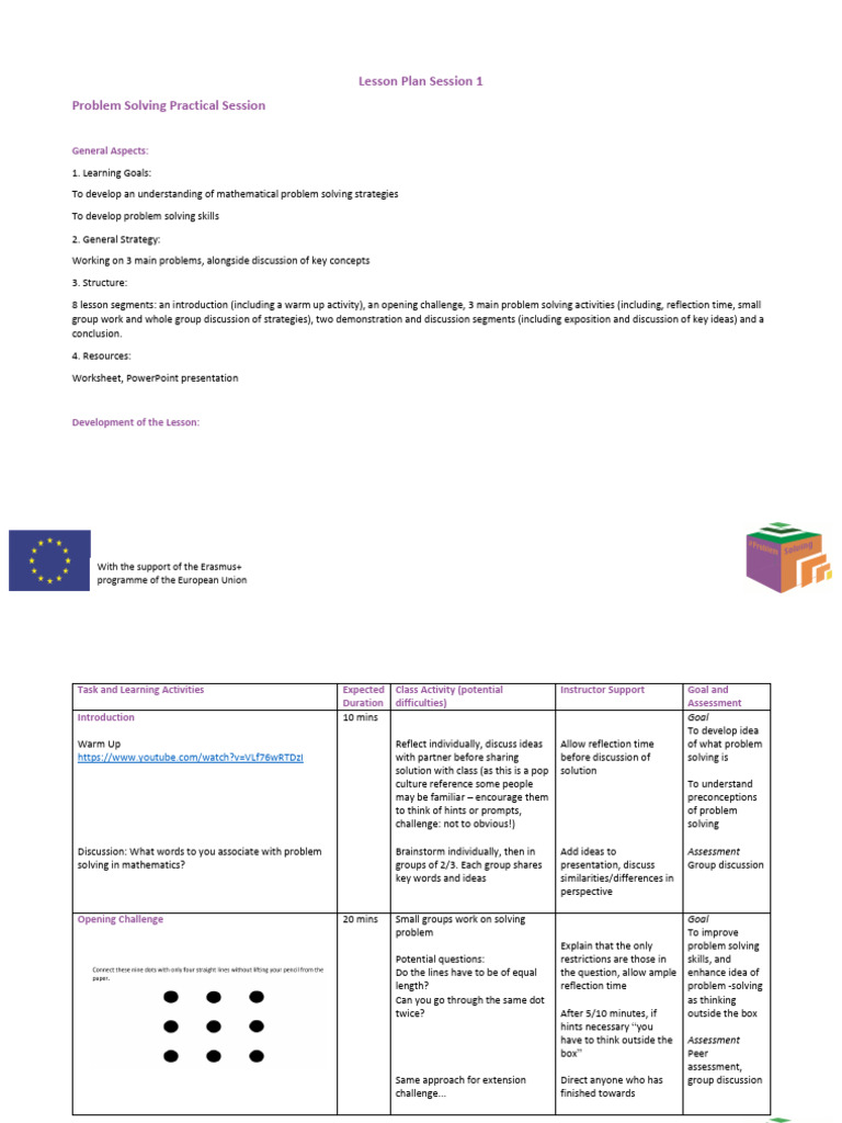 Lesson Plan Session 1 Final - 2 | PDF | Lesson Plan | Mathematics