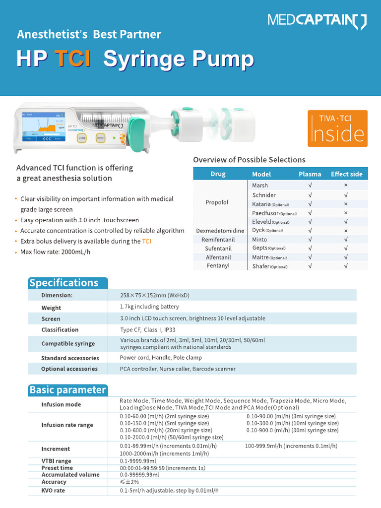 Medcaptain HP TCI Multi-Channel Infusion Pump Brochure | PDF