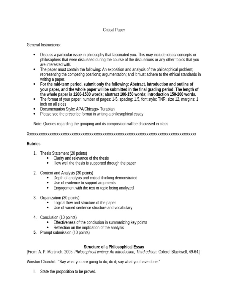 Guidelines for Writing a Philosophy Paper | PDF | Argument | Epistemology