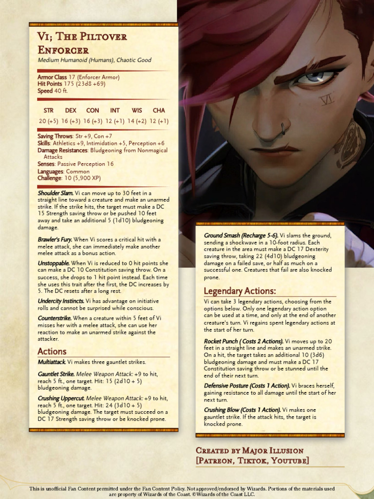 Vi, The Piltover Enforcer | PDF