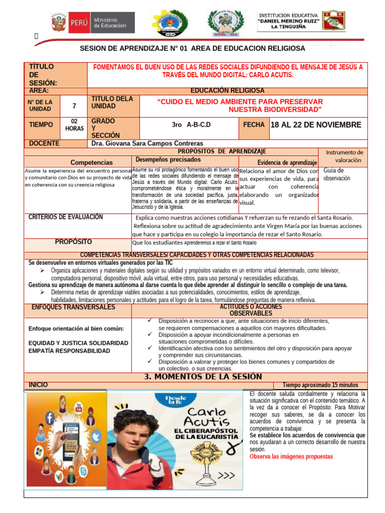 Sesion de Aprendizaje 3ro 18 Noviembre | PDF | Aprendizaje | Maestros