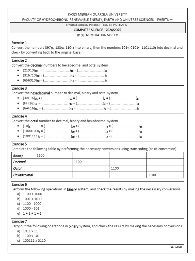 TP 03 - Numeration System | PDF